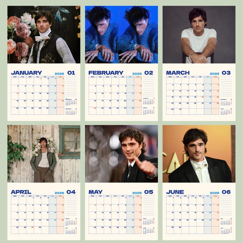 Jacob Elordi 2026 Calendar, Jacob Wall Calendar, Office Decor, Unique ...