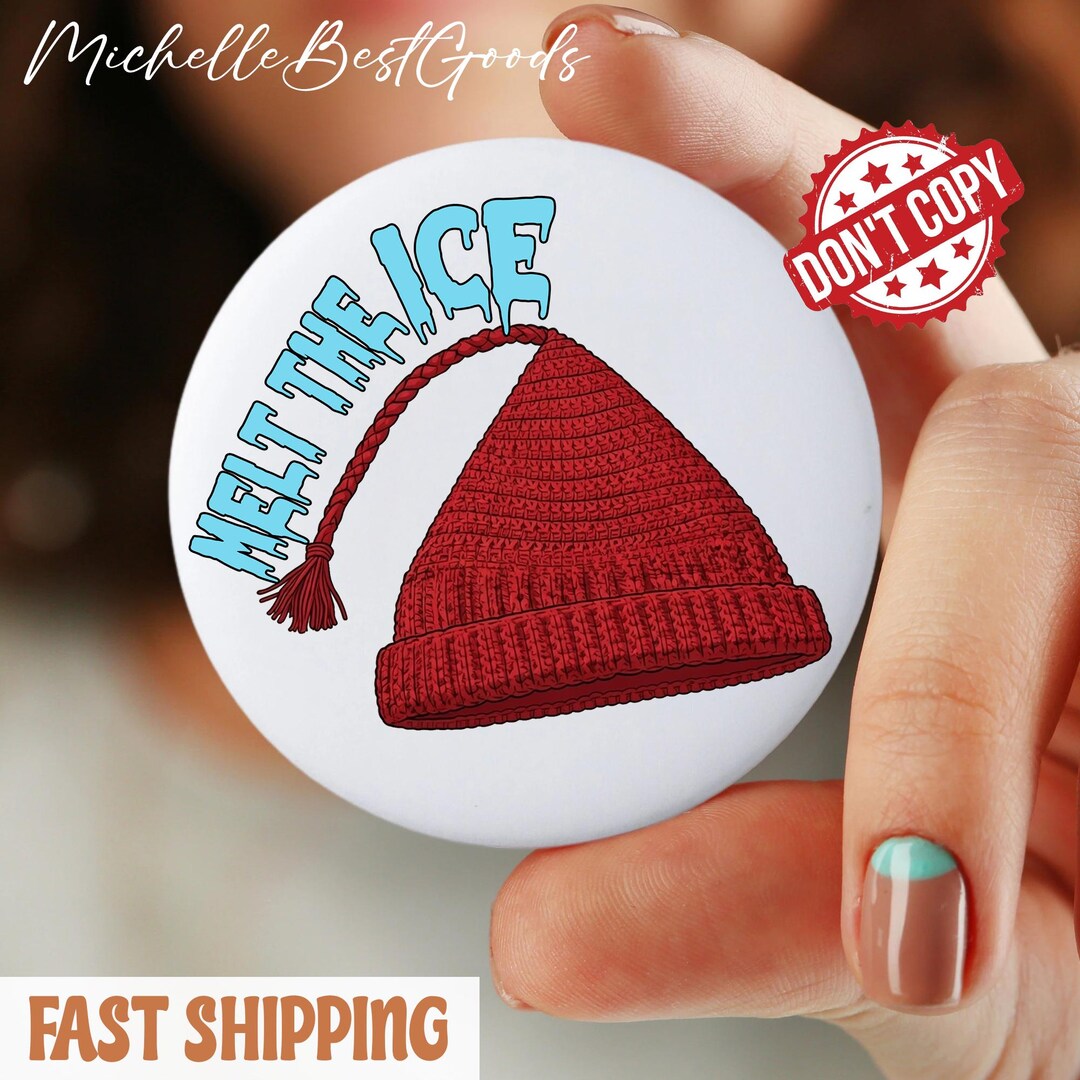 Ice Melt Hat Pin, Melt the ICE Hat in Button, Red Ice Out, Melt ICE ...