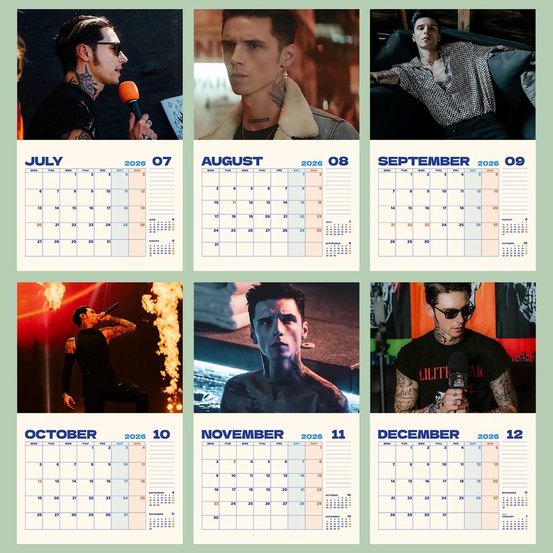 Andy Biersack 2026 Music Calendar, Rock Vocalist Wall Calendar, Gothic ...