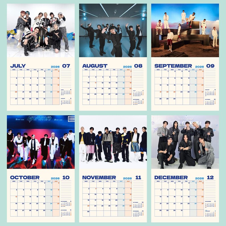 K-pop Boys Group 2026 Calendar, Aesthetic Idol Photo Collage Wall ...