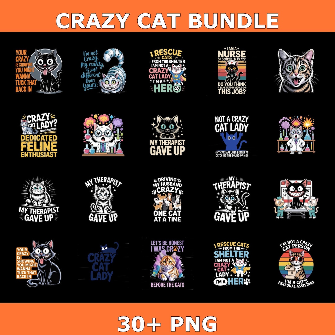 Crazy Cat PNG, Funny Crazy Kitty Clipart, Viral Cat Meme Style Digital ...
