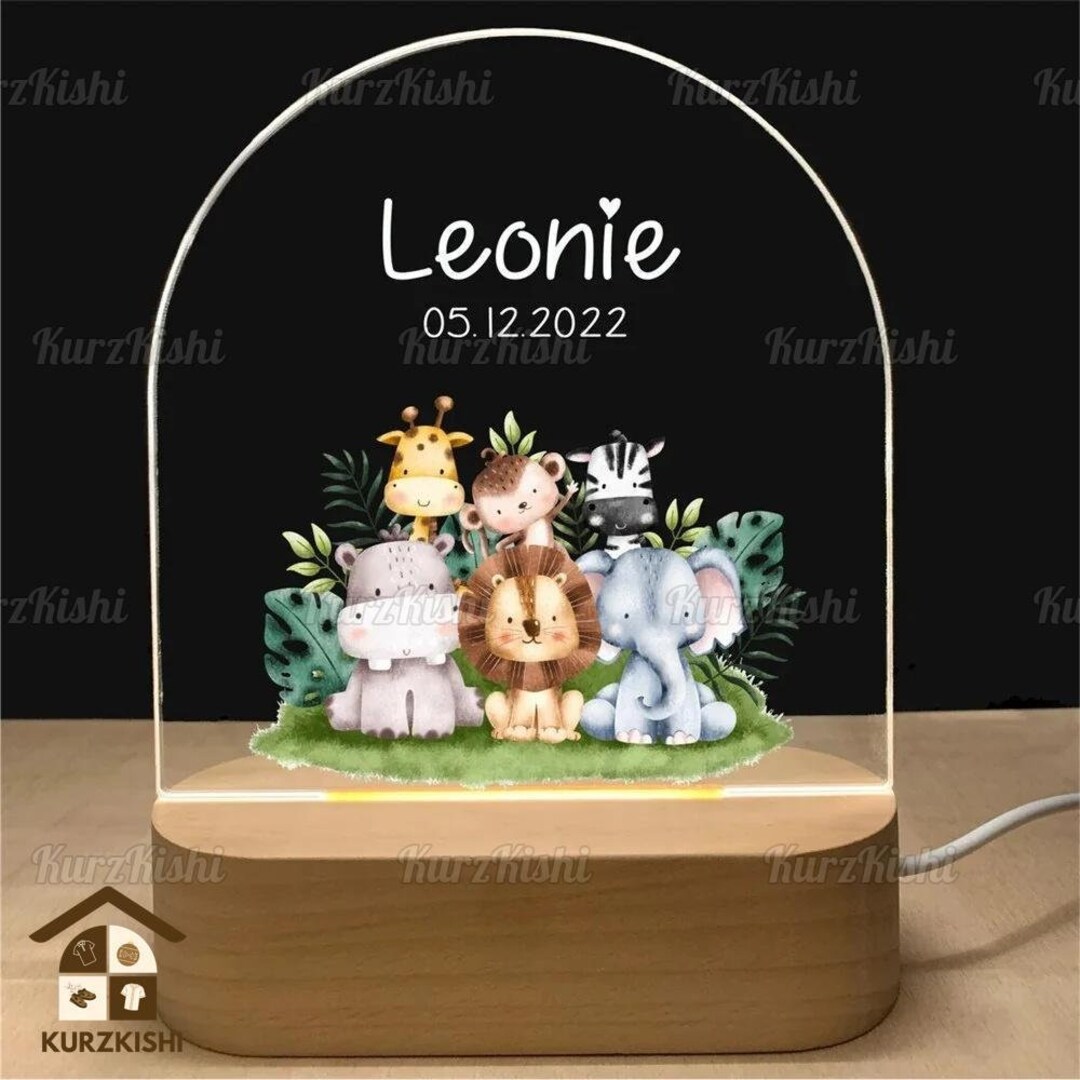 Safari Animals Night Light, Zoo Baby LED Night Light, Custom Kids Night ...
