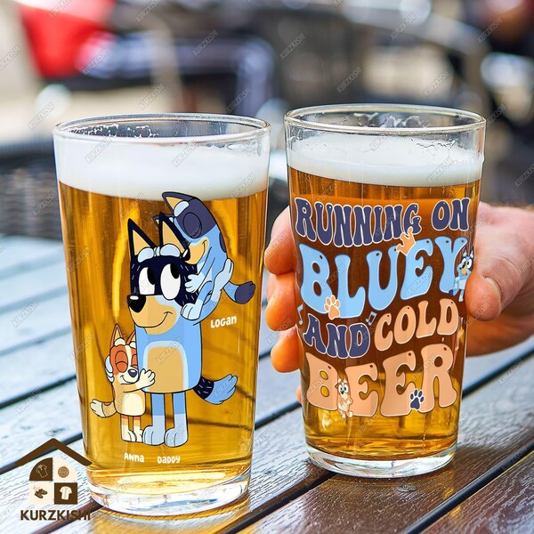 Personalized Bluey Dad Beer Glass - Etsy