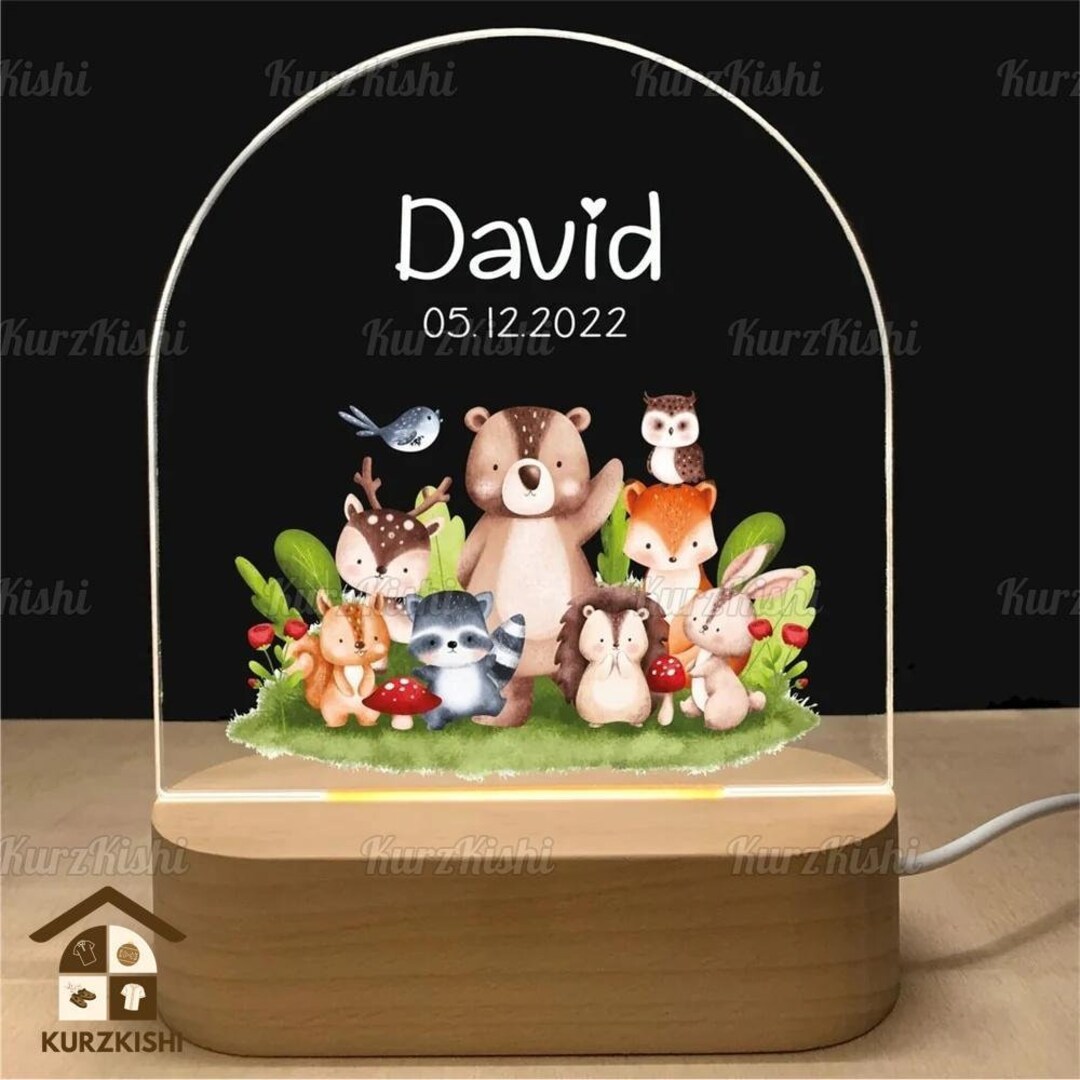 Safari Night Light, Animal LED Night Light, Personalized Animal Kids ...