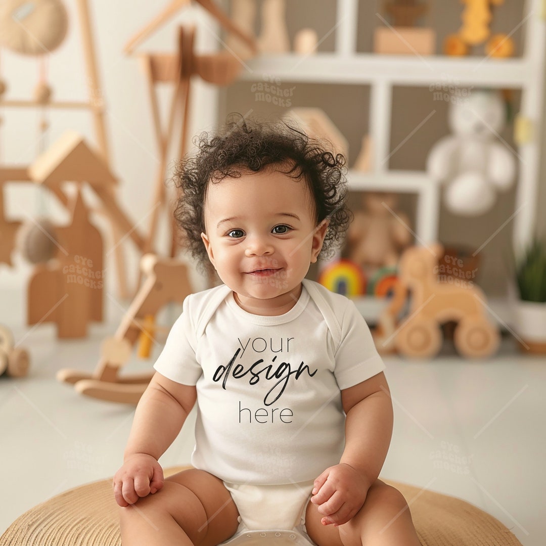 Rabbit Skins 4400 White Mockup, Baby Model Bodysuit, Lifestyle Infant ...