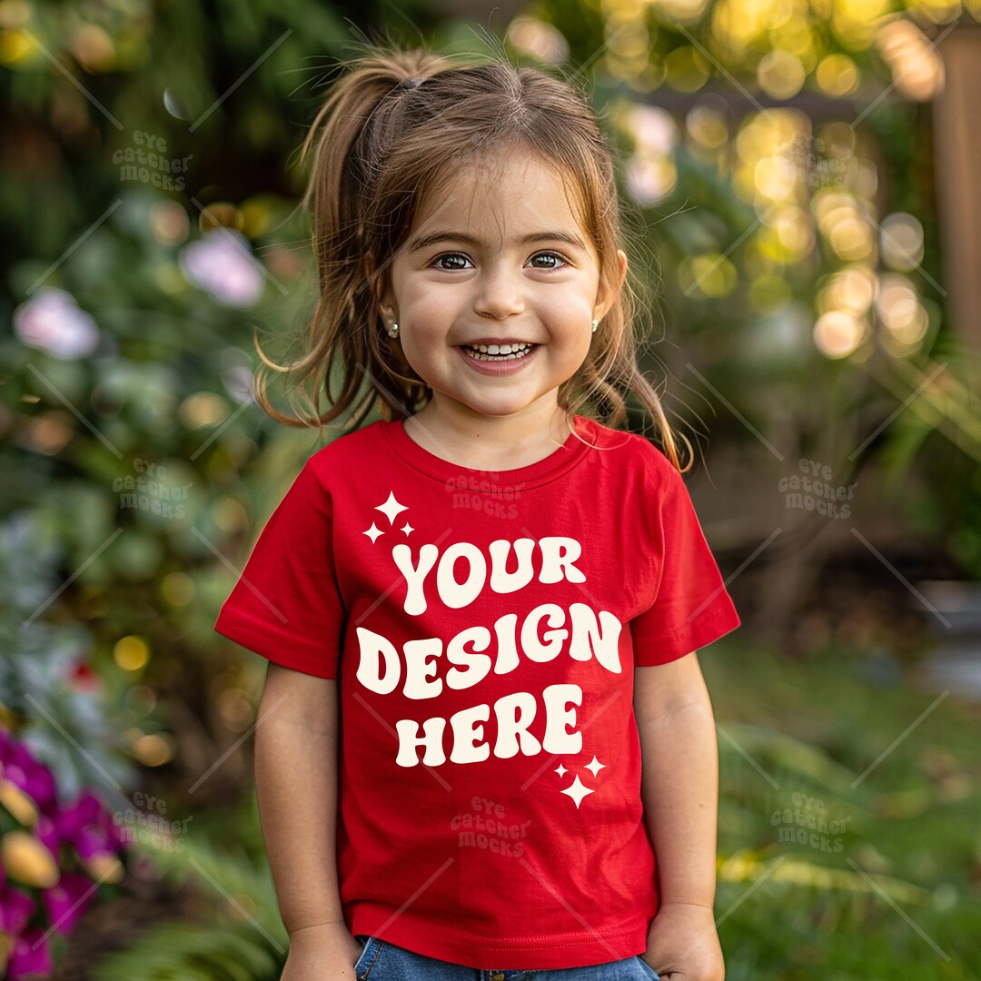 Kids Modeled T-shirt Mockup, Bella Canvas 3001T Model, 3001T Kids Red ...