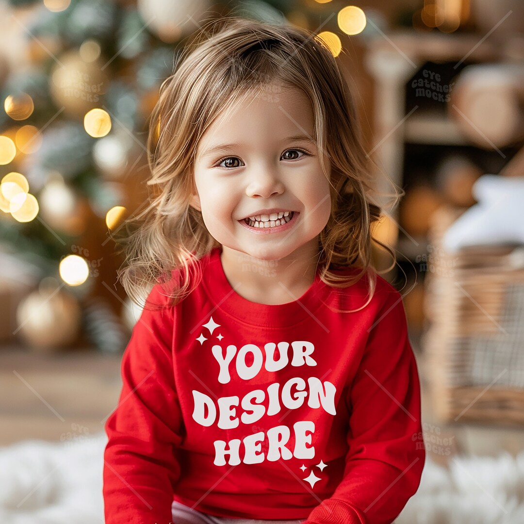 Kids Modeled T-shirt Mockup, Rabbit Skins 3302 Model, 3302 Kids Red ...