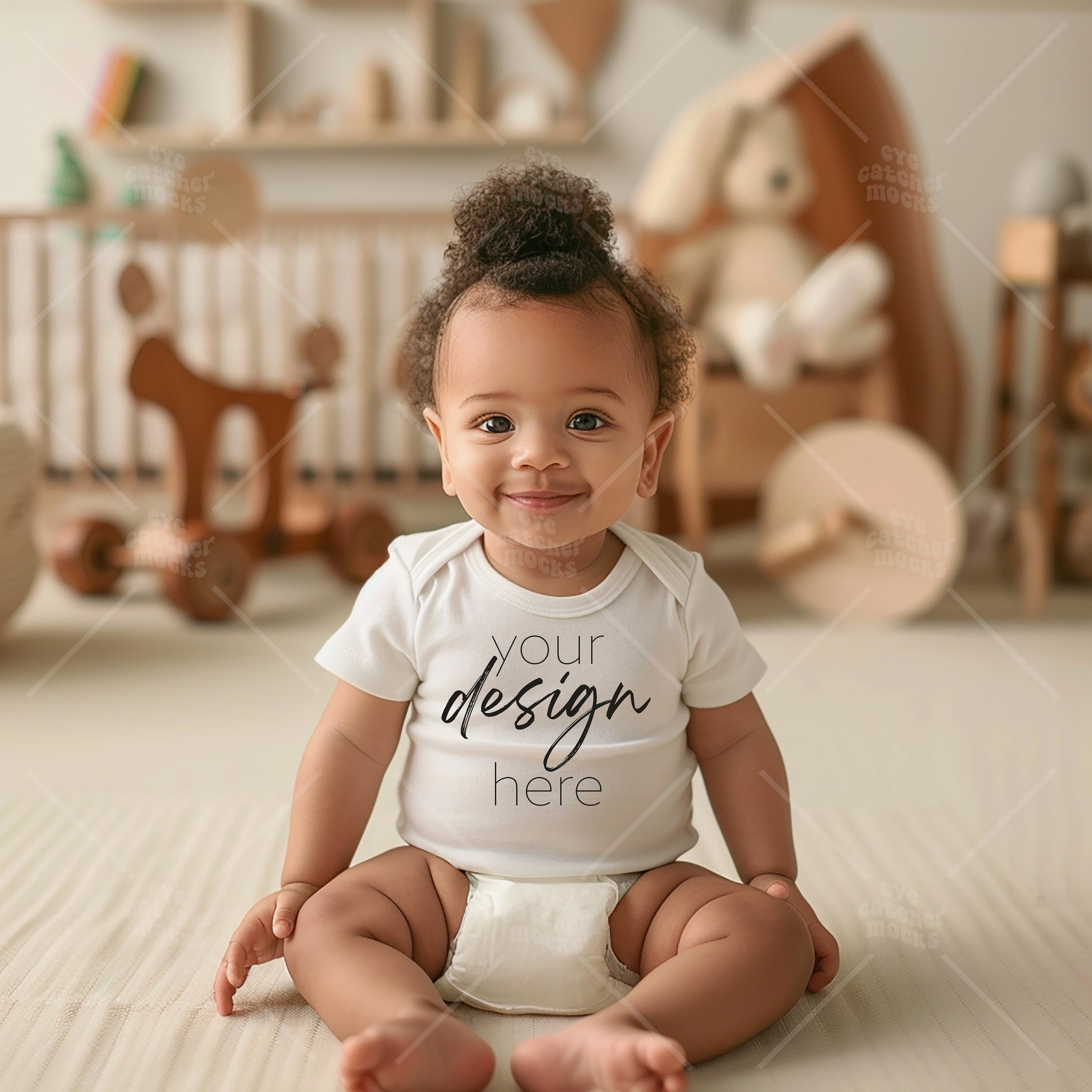 Rabbit Skins 4400 White Mockup, Baby Model Bodysuit, Lifestyle Infant ...