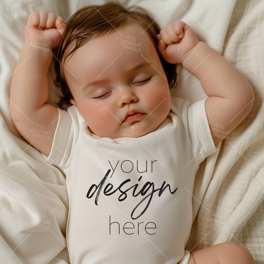 Rabbit Skins 4400 White Mockup, Baby Model Bodysuit, Lifestyle Infant ...