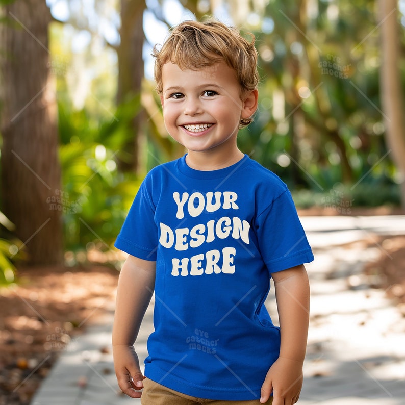Kids Modeled T-shirt Mockup, Bella Canvas 3001T Model, 3001T Kids Royal ...