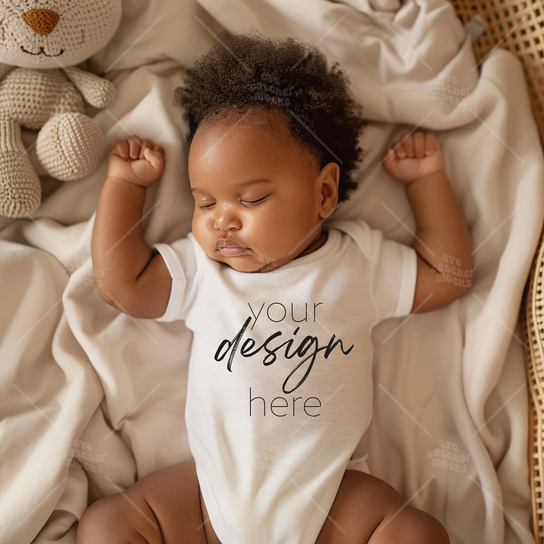 Rabbit Skins 4400 White Mockup, Baby Model Bodysuit, Lifestyle Infant ...