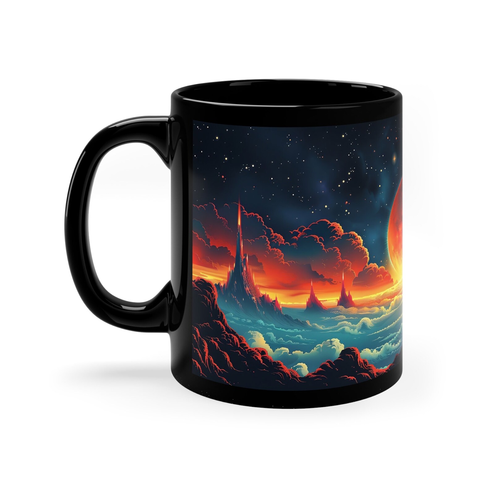 Celestial Visions 1 for Sci Fi Fans Gift, Space Enthusiasts, Fantasy 11oz Black Mug Science ...