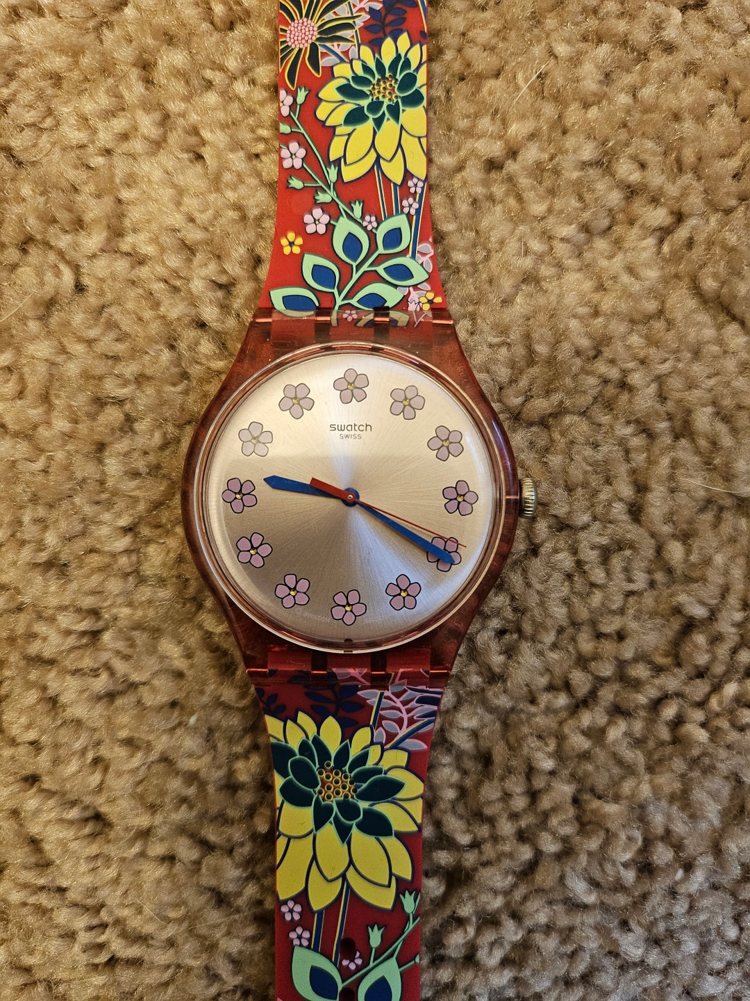 2019 Fusia Pink Floral Swatch Watch needs Battery - Etsy