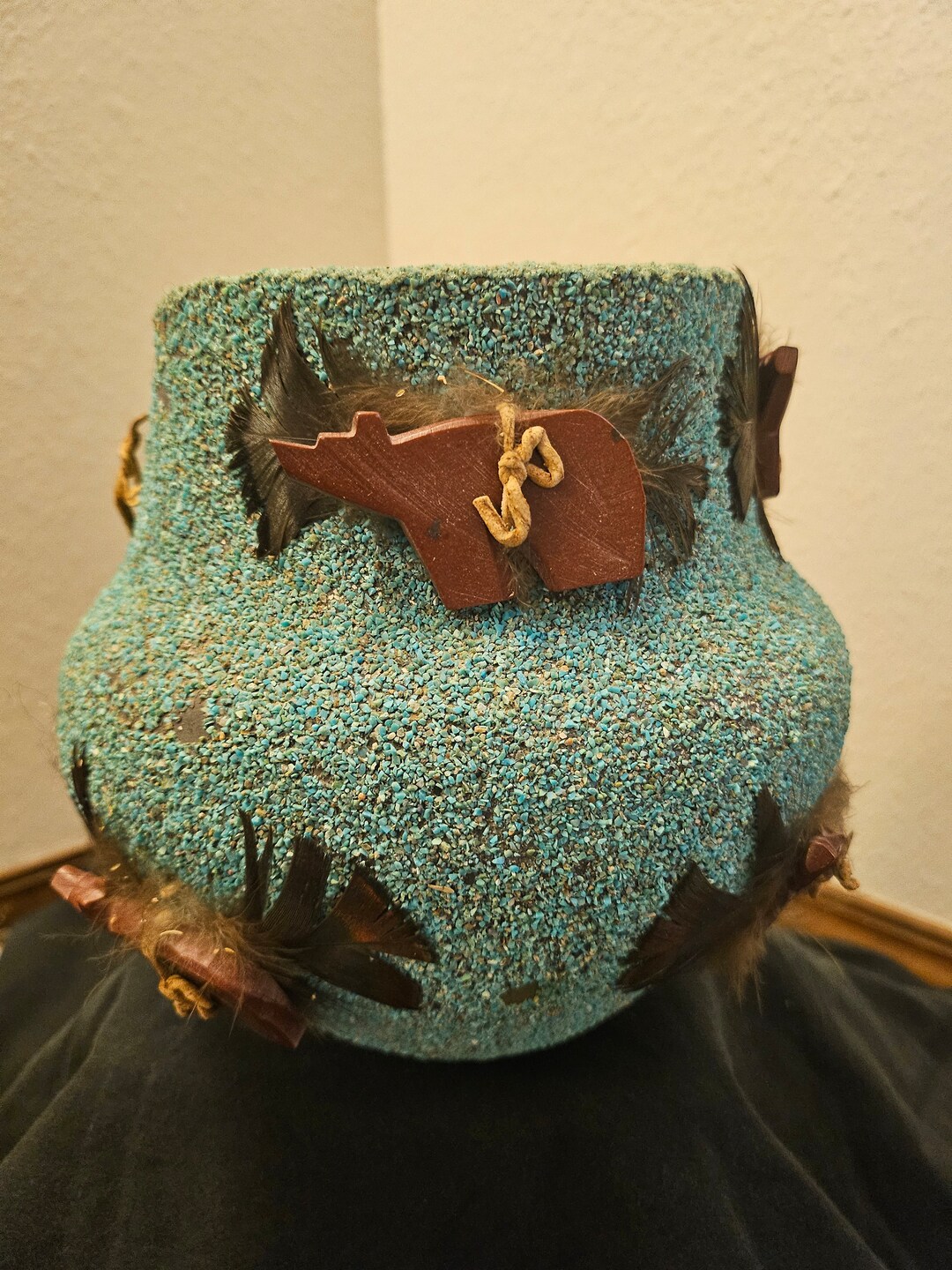 Zuni Medicine Clay Pot 7" Turquoise, Excellent Gift for Collectors! - Etsy