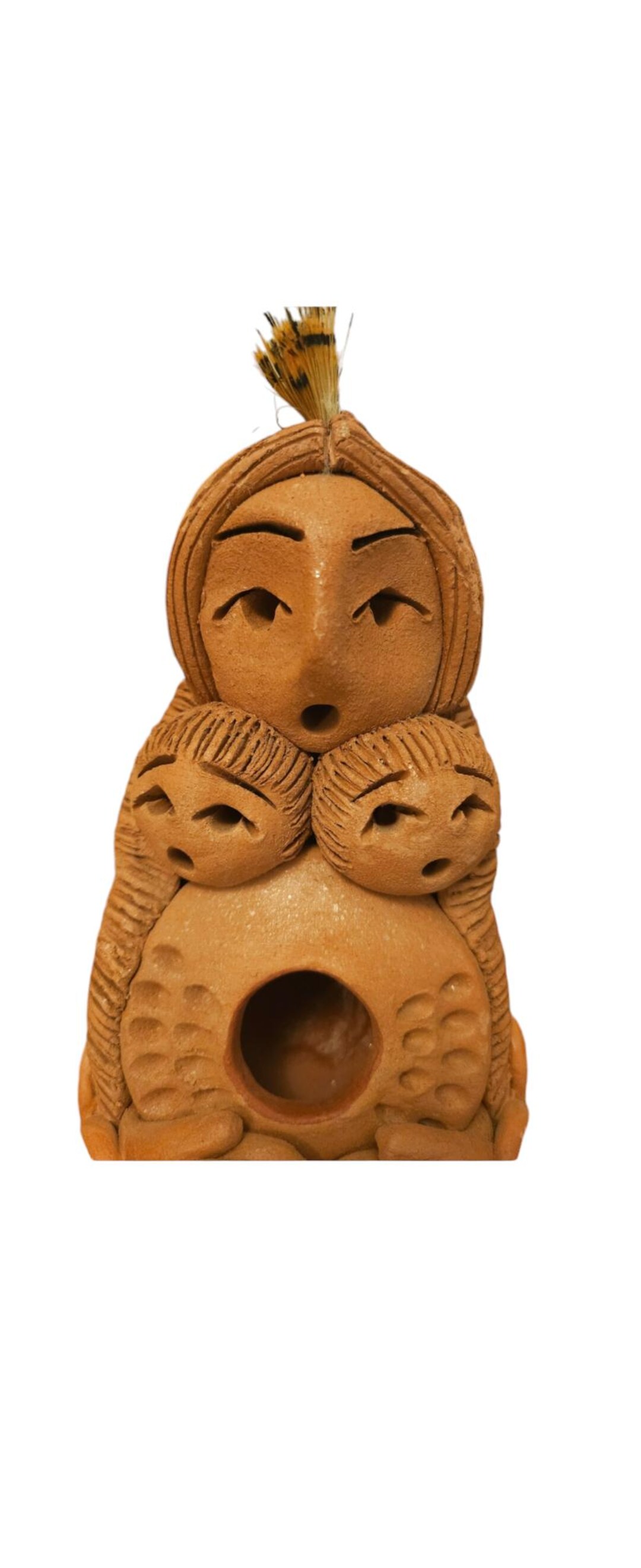 Ceramic 6.5" Sculpture of Native Woman and Her 2 Children. Artist ...