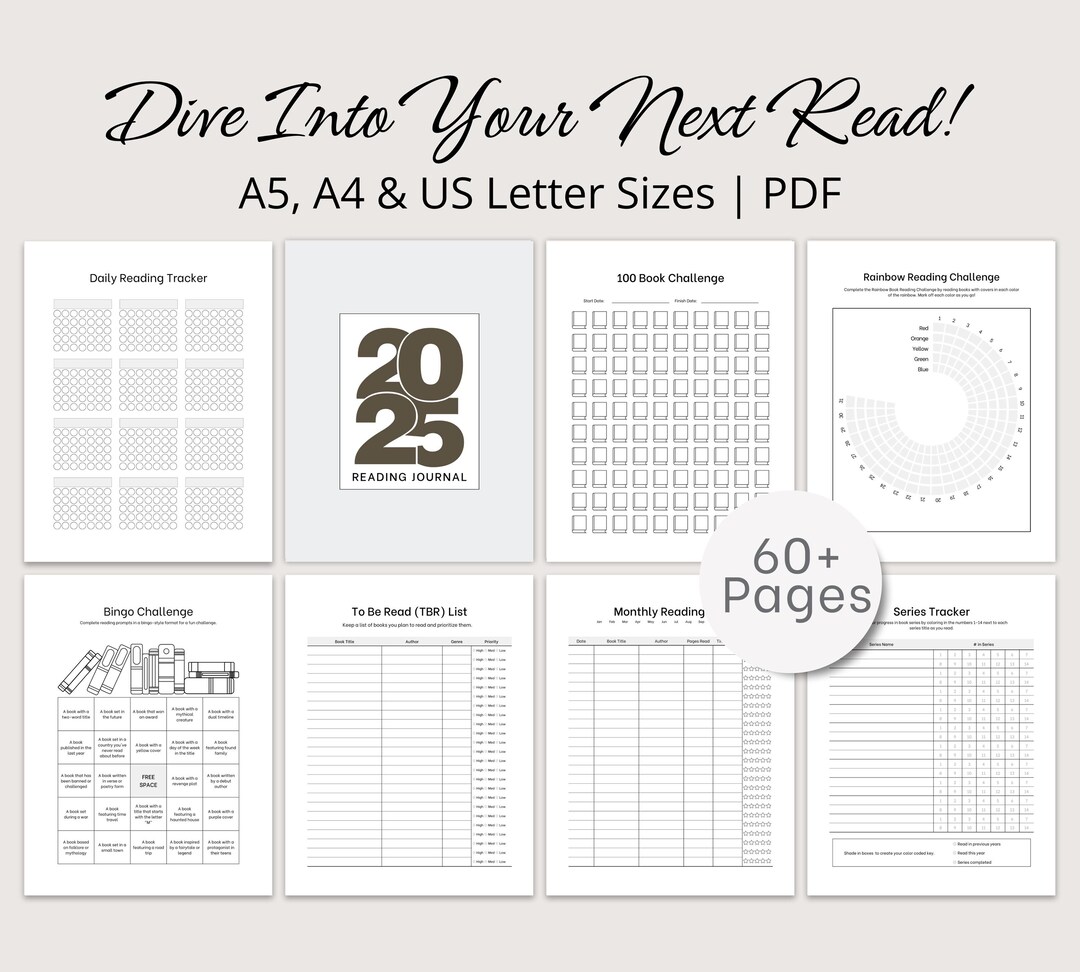 2025 Reading Journal and Planner, Book Tracker, Reading Challenge ...