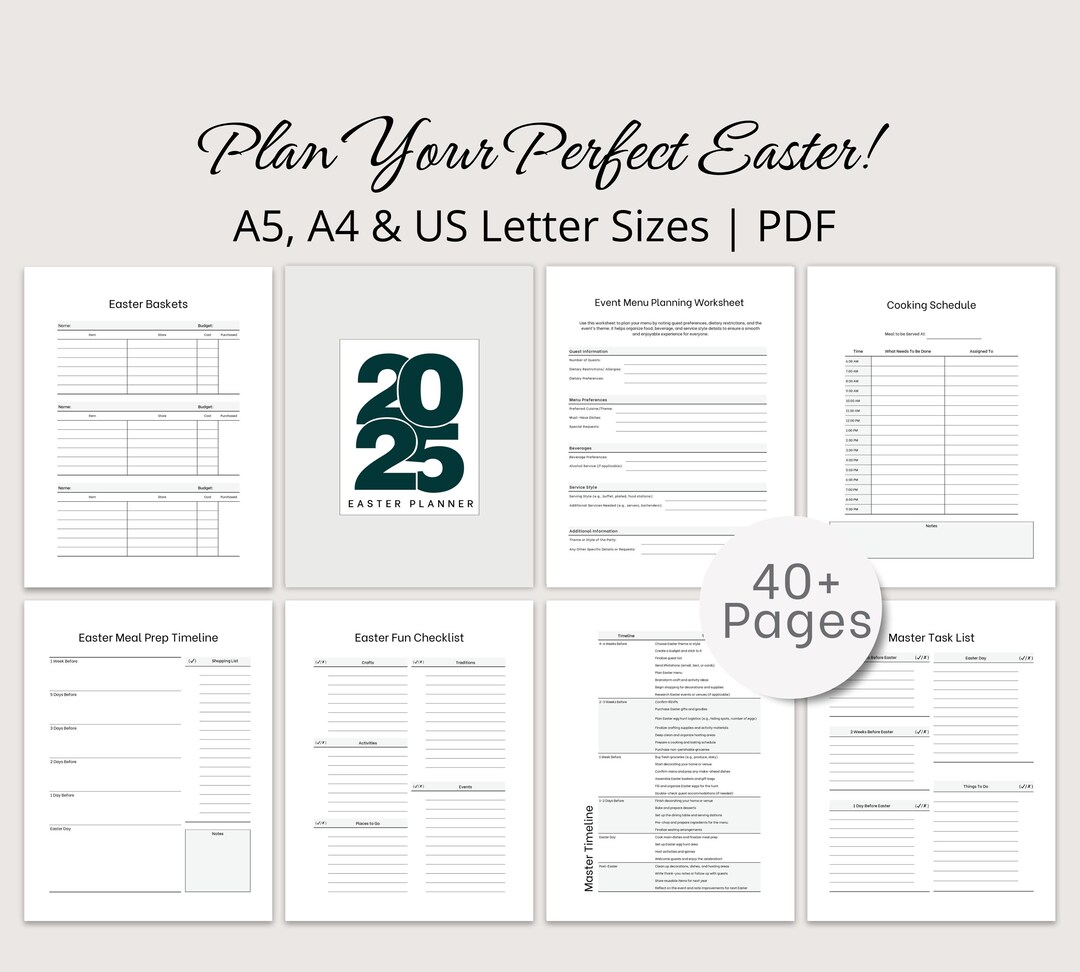 Easter Holiday Planner, Printable Easter Organizer, Bunny Planner ...