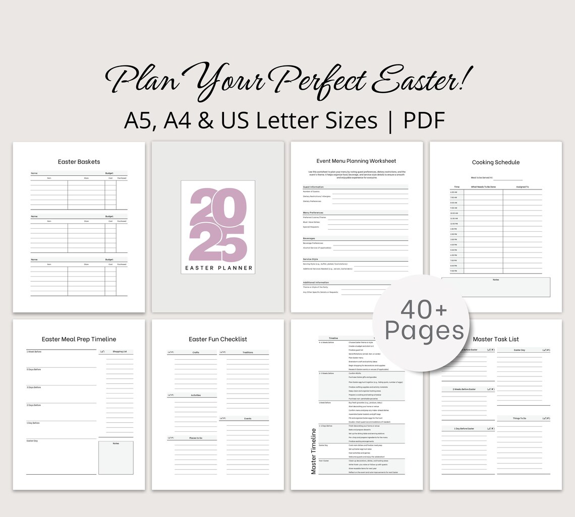 Printable Easter Planner 2025, Budgeting, Meal Planning, Activity ...