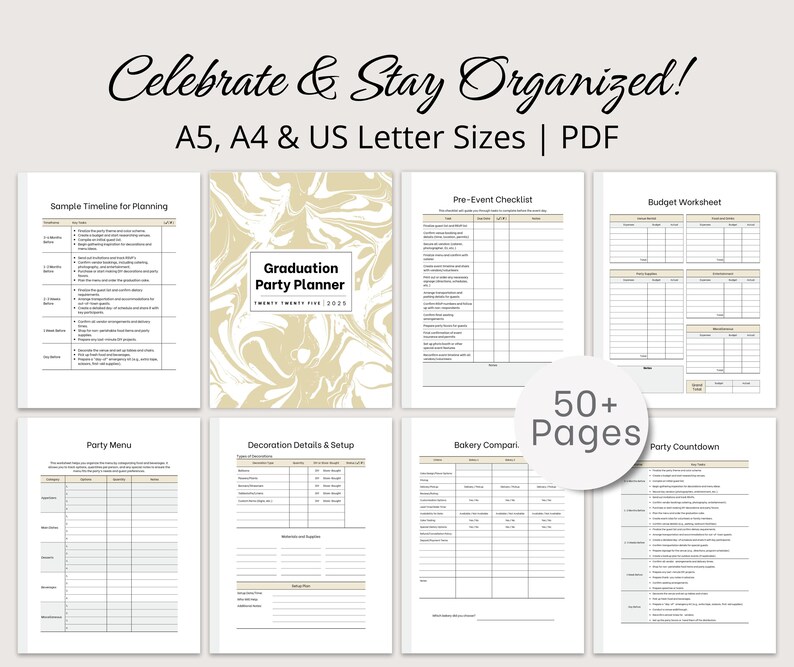 Graduation Party Planner Printable, Event Organizer, Budget Tracker ...