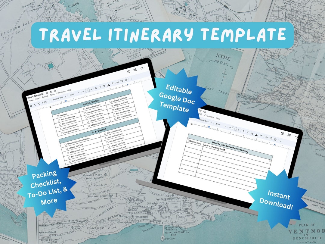Travel Itinerary Template | Editable Google Doc Template | Travel ...