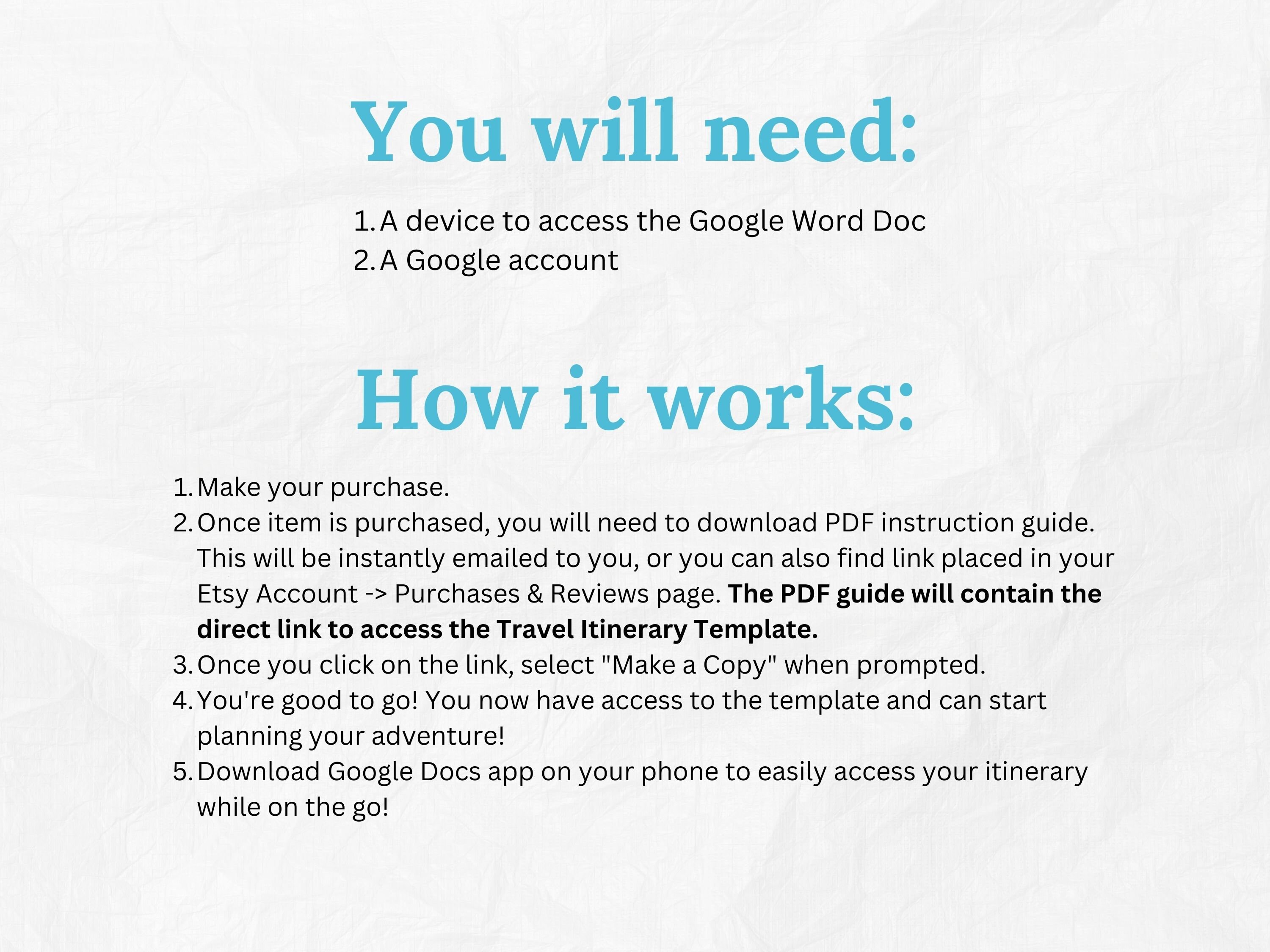 Travel Itinerary Template | Editable Google Doc Template | Travel ...