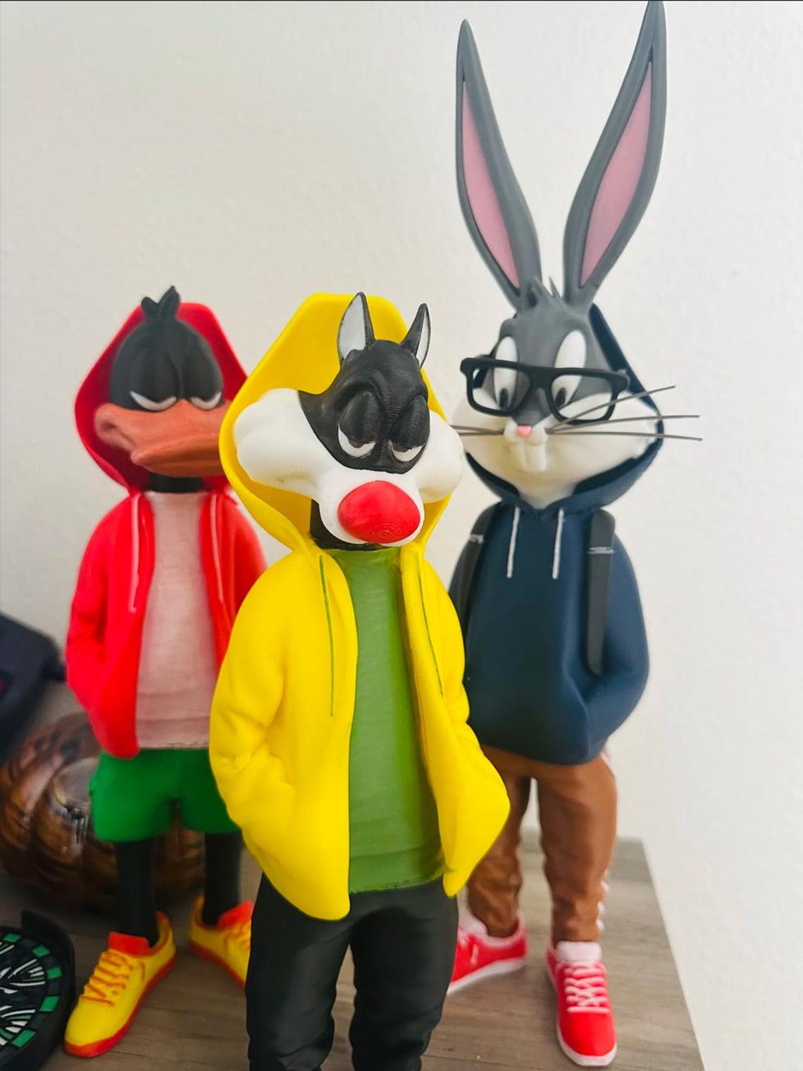 Urban Styled Cartoon Looney Tunes Models With 8 Hoodies Bugs Bunny, Daffy Duck, Silvester Stl ...