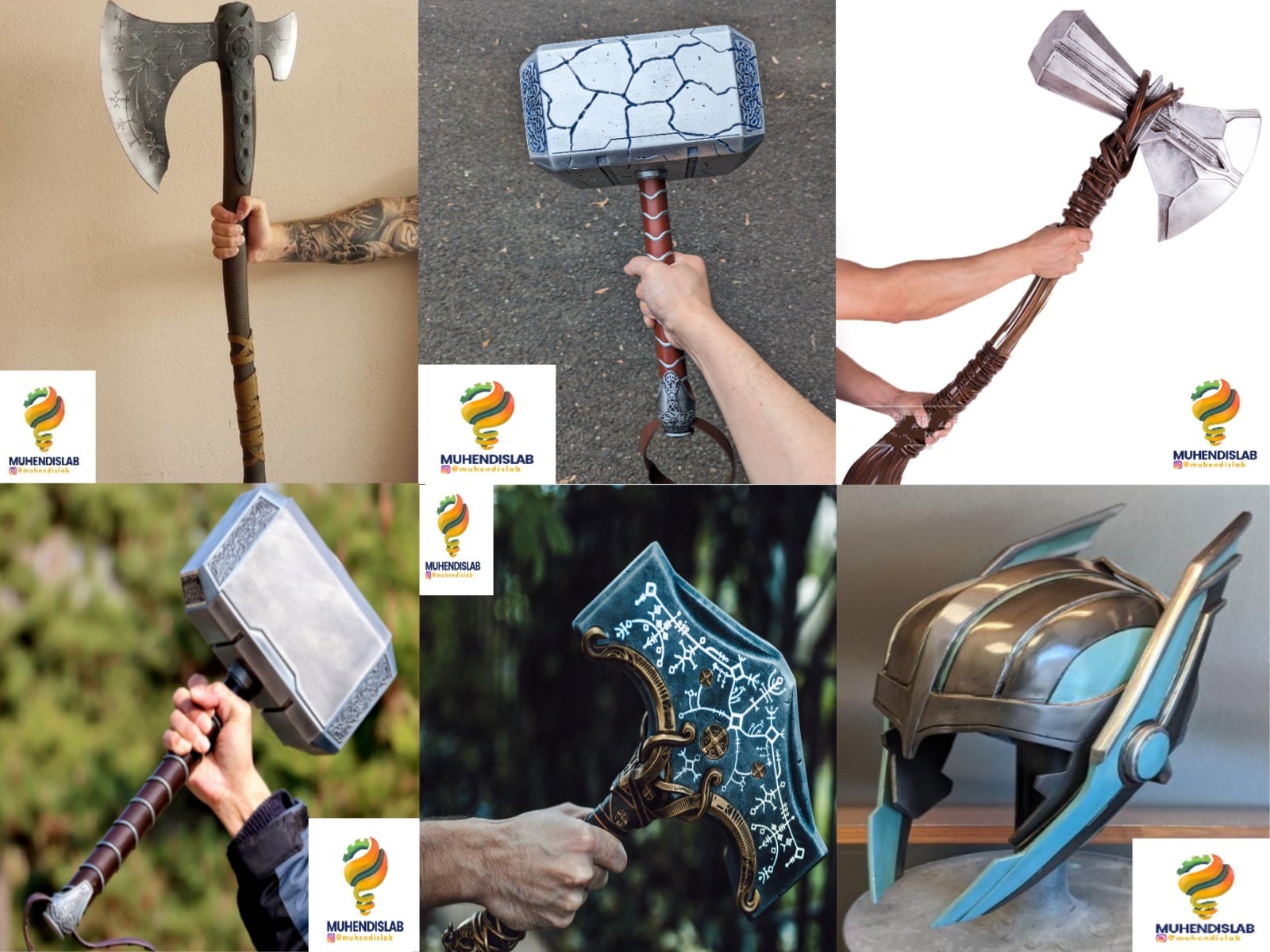 THOR and God of War Kratos Weapons Helmet, Mjolnir, Creacked Hammer ...