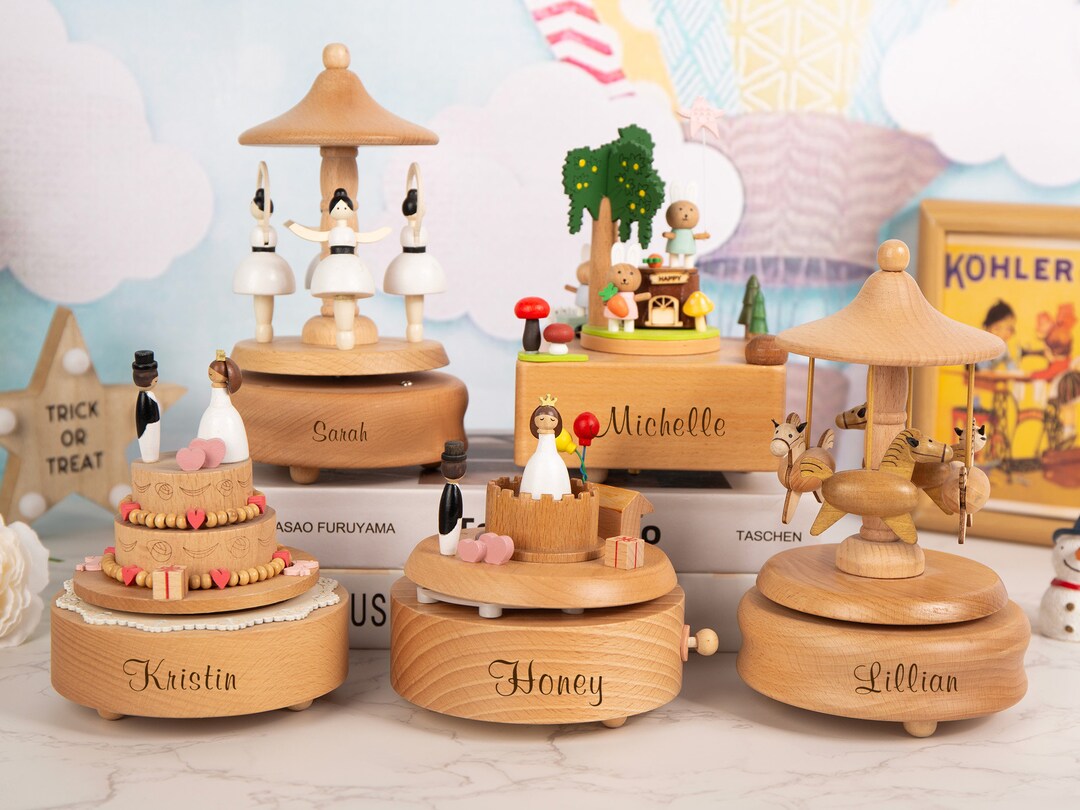 Personalized Musical Carousel,wooden Music Box,engraved Name Music Box ...