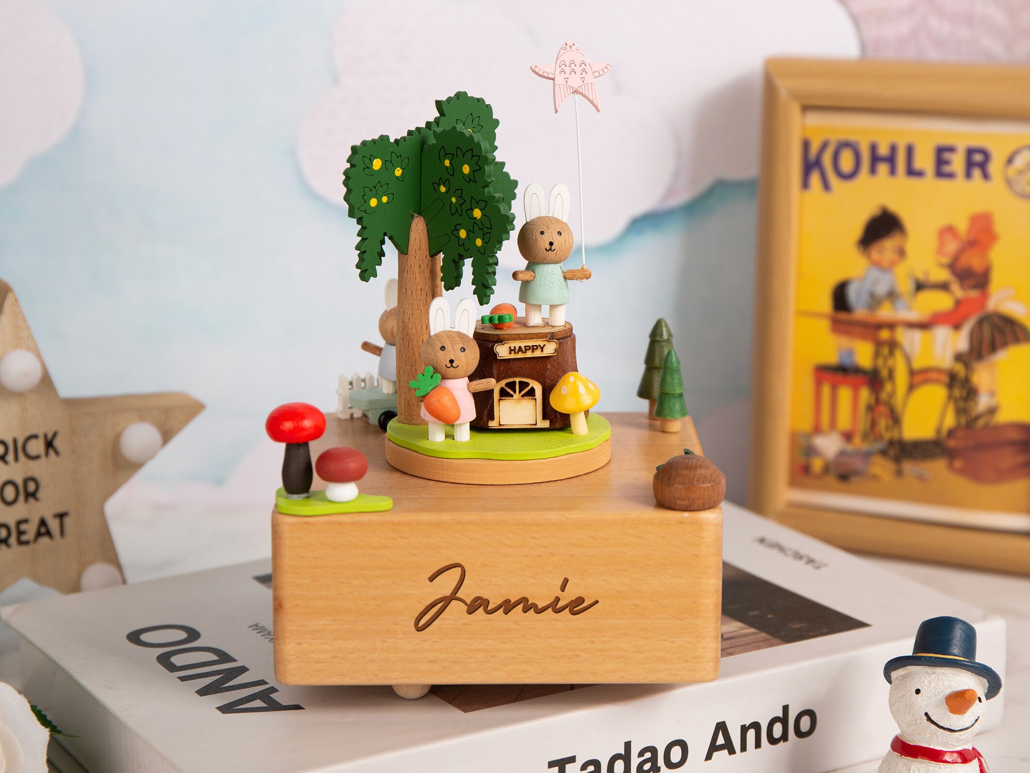 Personalized Musical Carousel,wooden Music Box,engraved Name Music Box ...