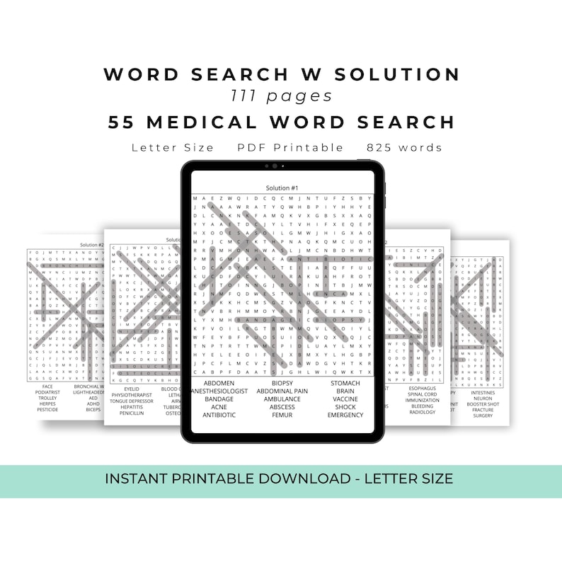 Medical Word Search Puzzles, Word Search Puzzles for Nurses, Hospital ...
