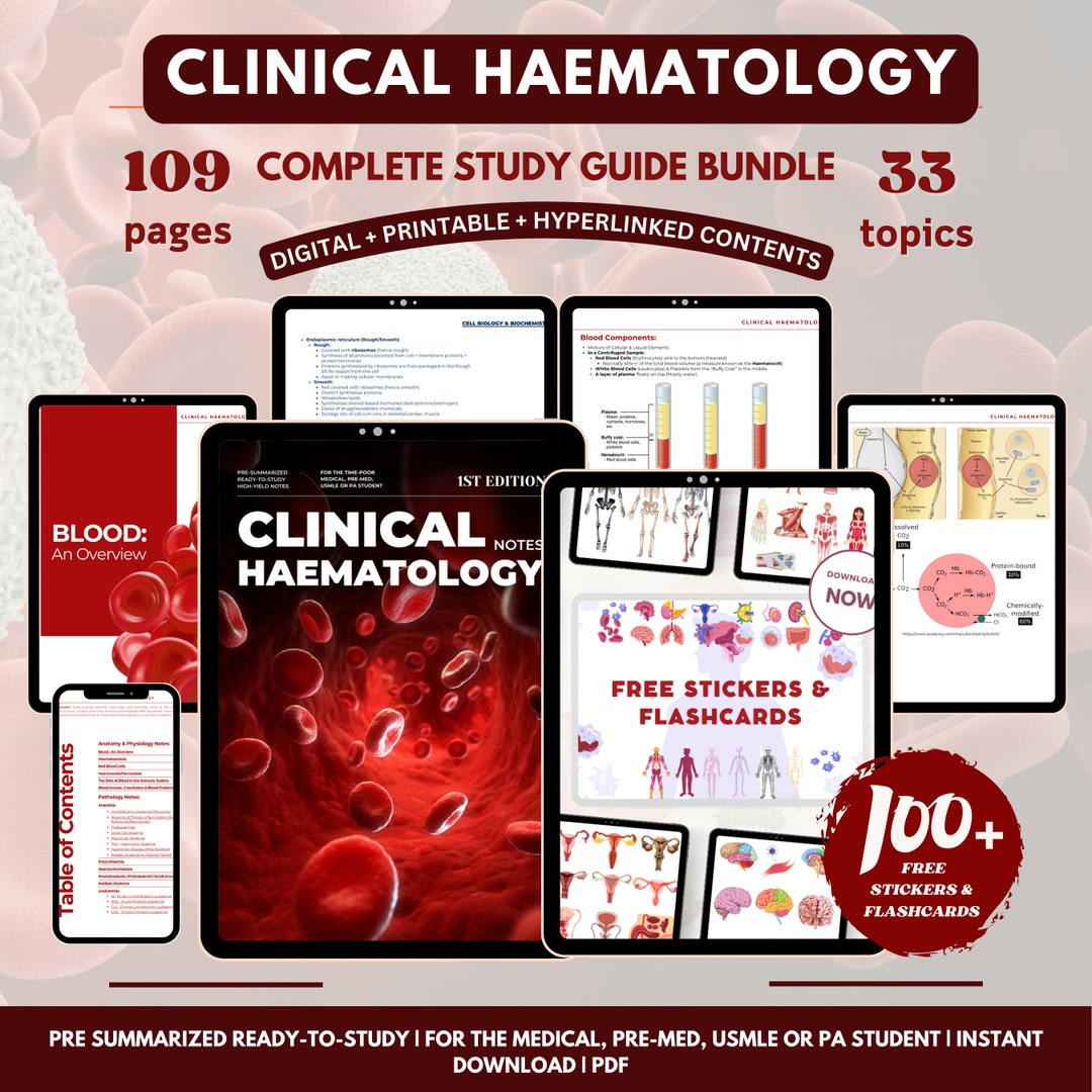 Clinical Haematology Bundle With Flashcard and Stickers Digital ...