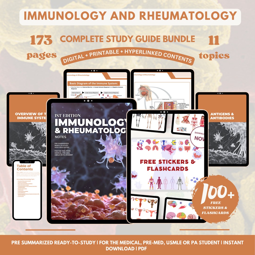 Immunology and Rheumatology Bundle, Nursing School Notes Digital ...
