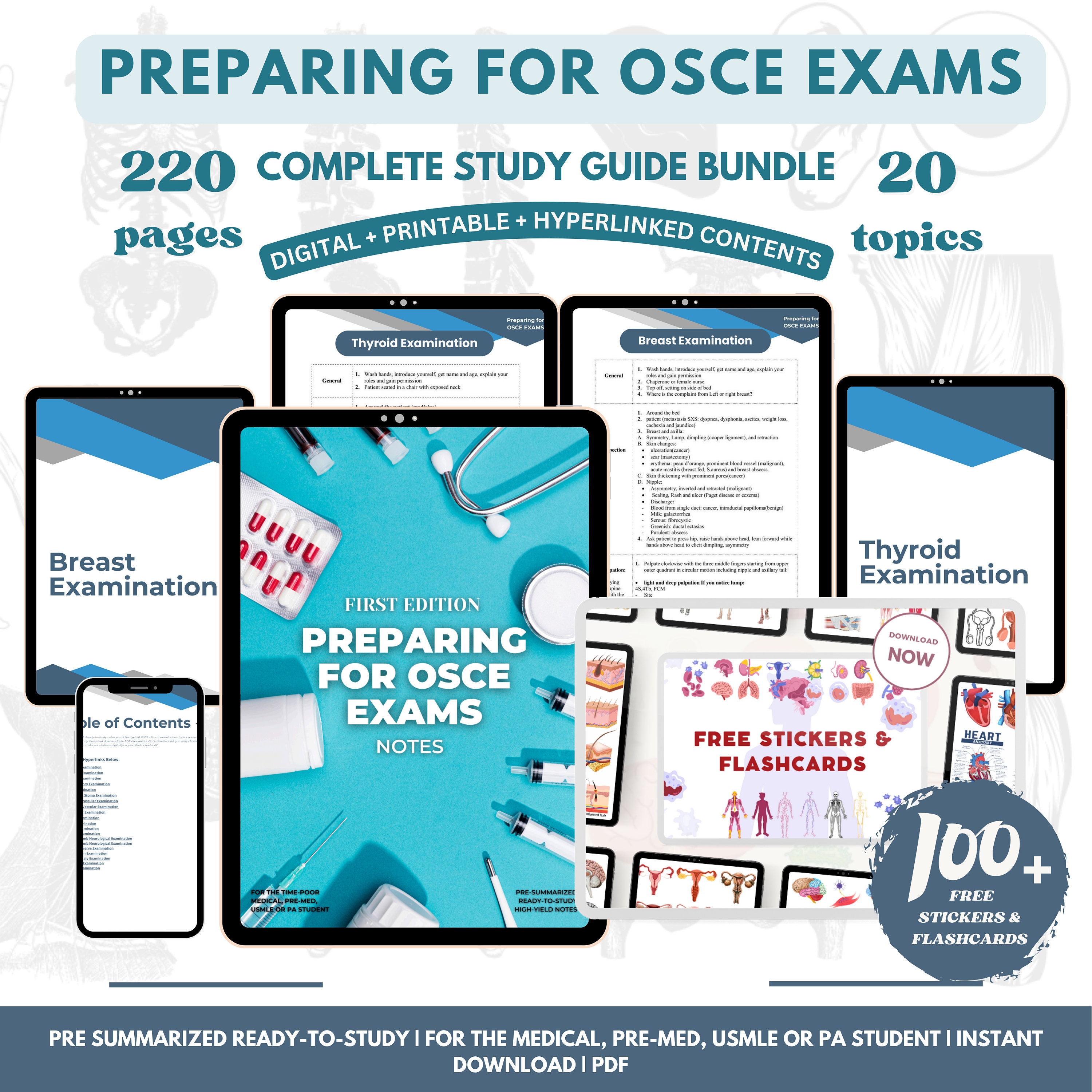 Preparing for OSCE Exam Bundle With Flashcard and Stickers Nursing ...