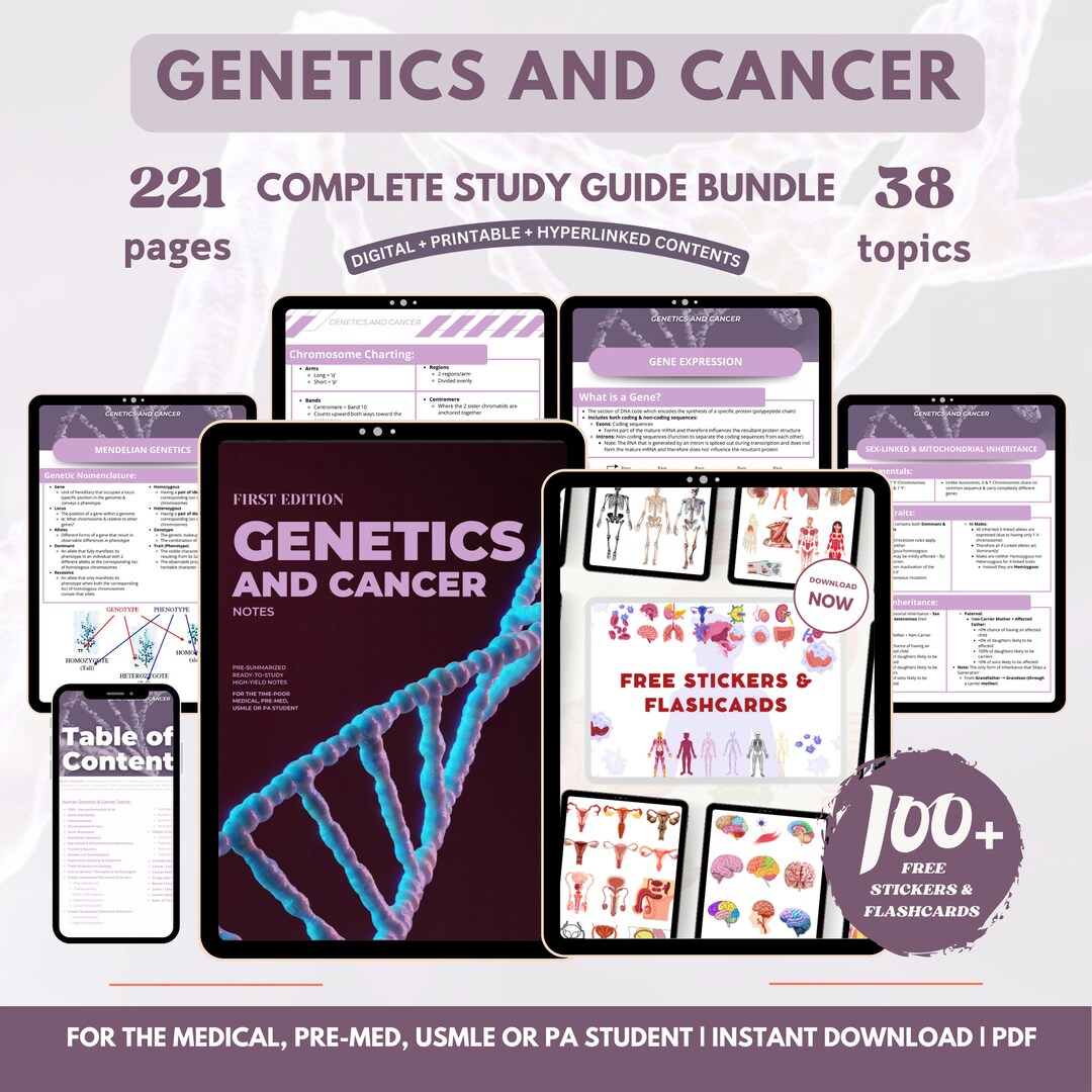 Genetics and Cancer Bundle With Flashcard and Stickers, Genetics Study ...