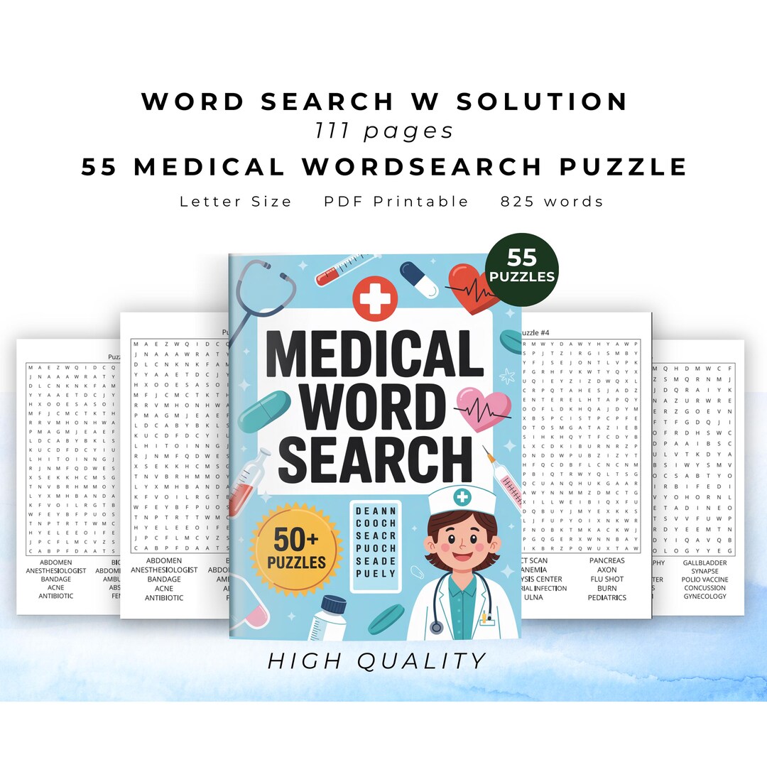 Medical Word Search Puzzles, Word Search Puzzles for Nurses, Hospital ...