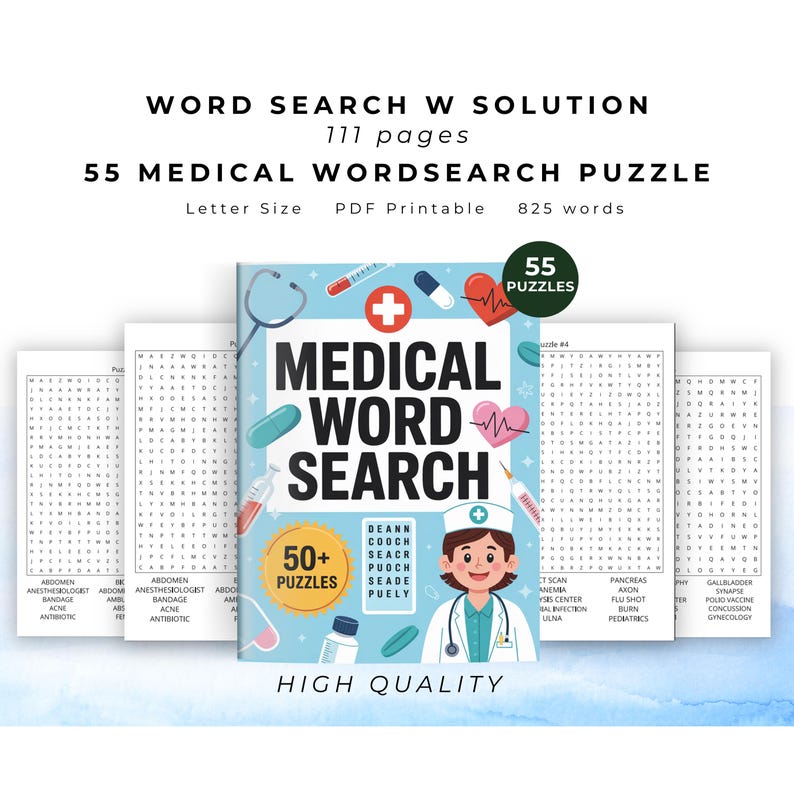 Medical Word Search Puzzles, Word Search Puzzles for Nurses, Hospital ...