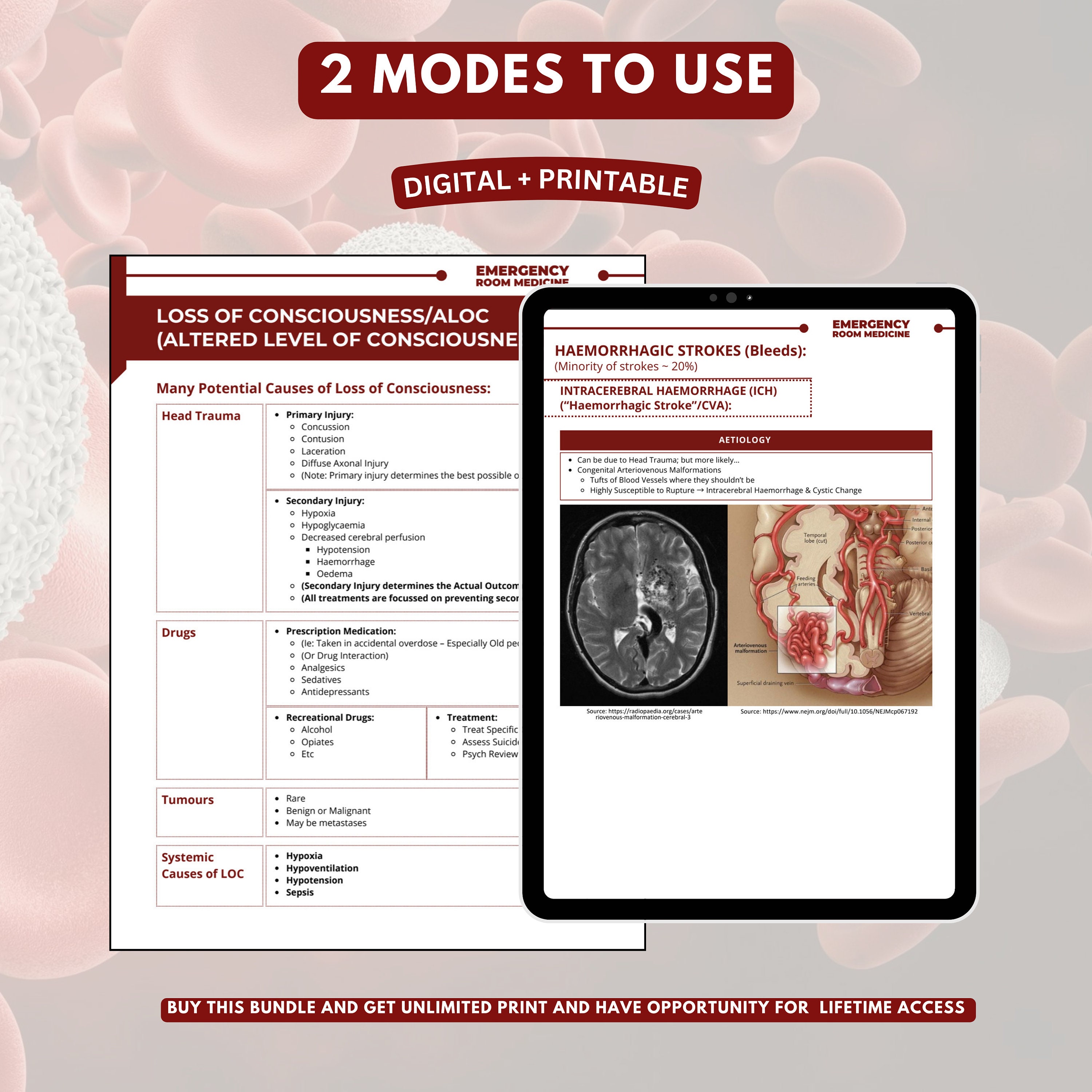 Emergency Room Medicine Bundle With Flashcards and Stickers, Emergency ...