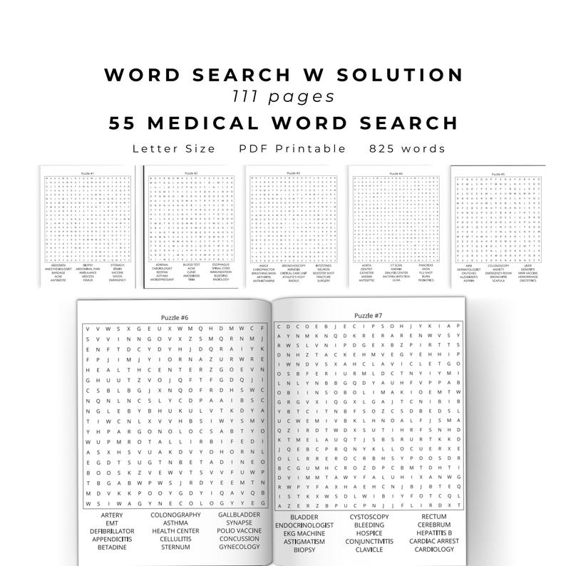 Medical Word Search Puzzles, Word Search Puzzles for Nurses, Hospital ...