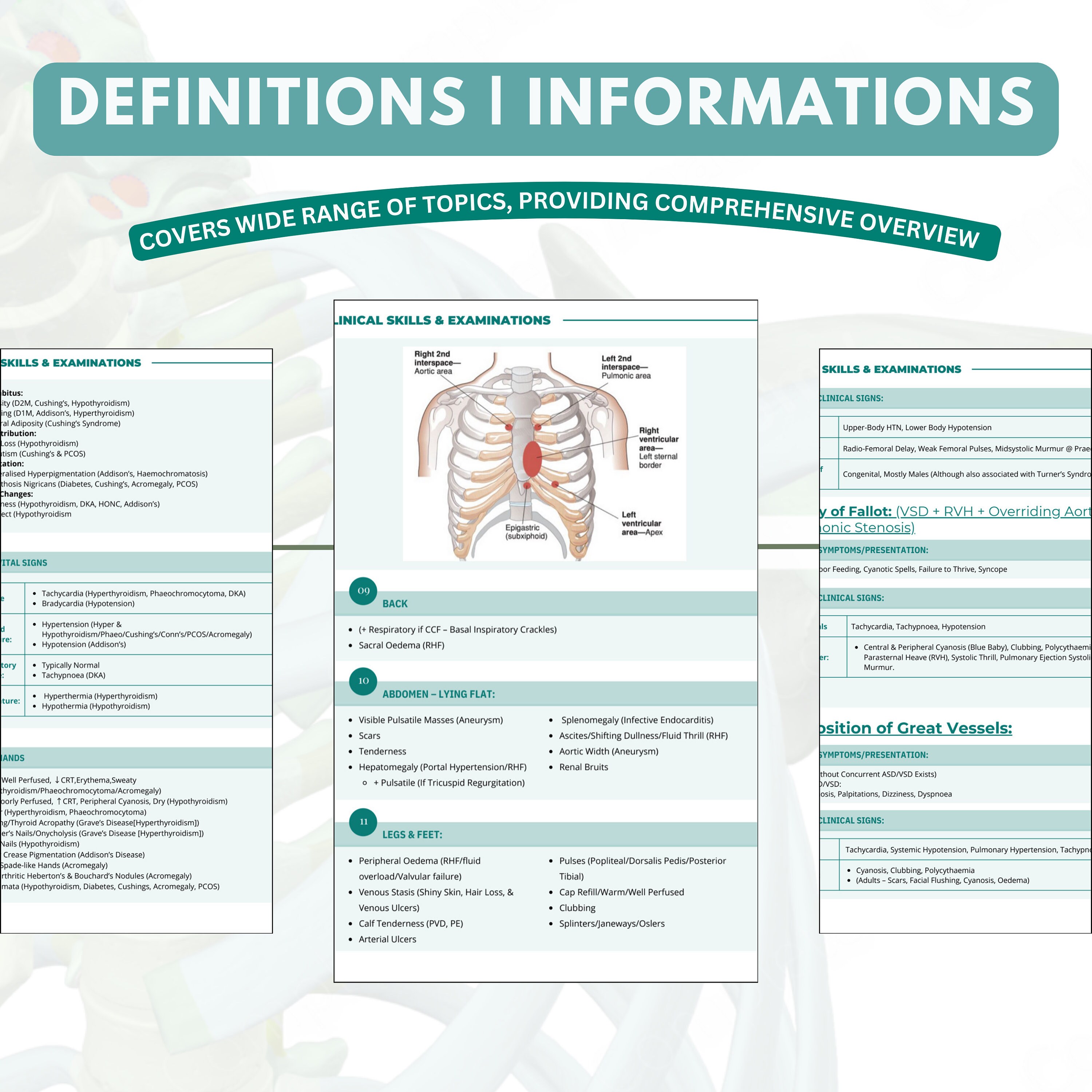 Clinical Skills Examination Bundle With Flashcards and Stickers Nursing ...
