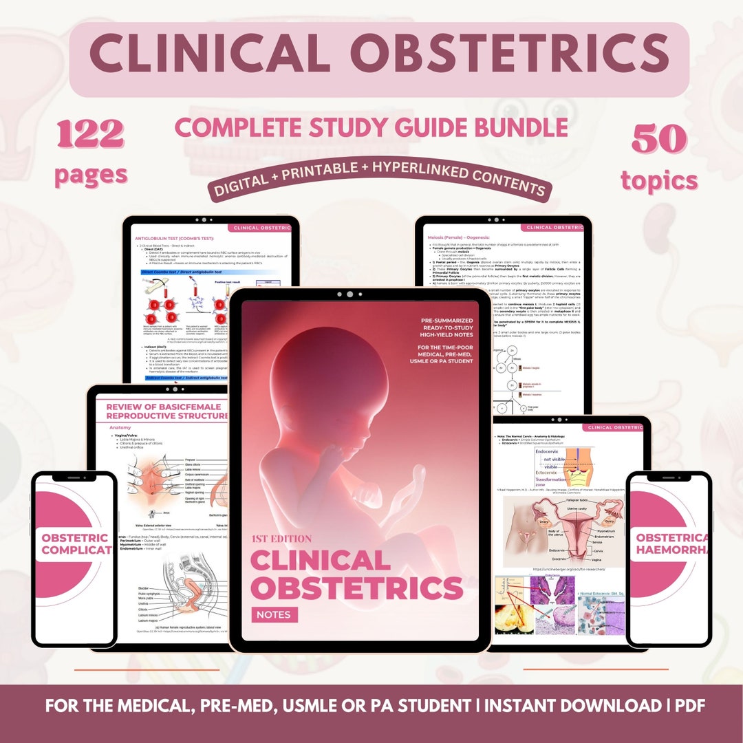 Clinical Obstetrics Bundle With Planner and Stickers Obstetrics Study ...