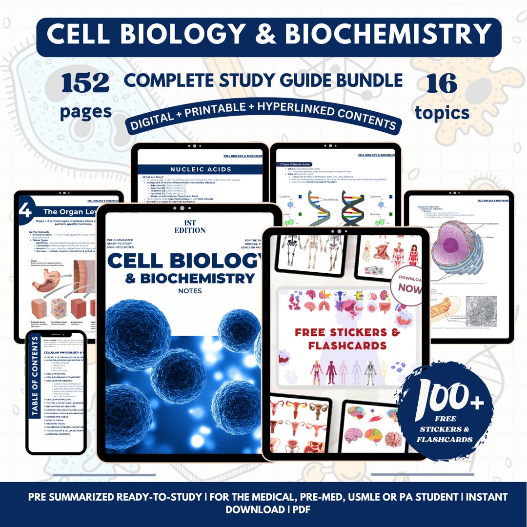 Cell Biology & Biochemistry Bundle, Digital Download PDF File Study ...