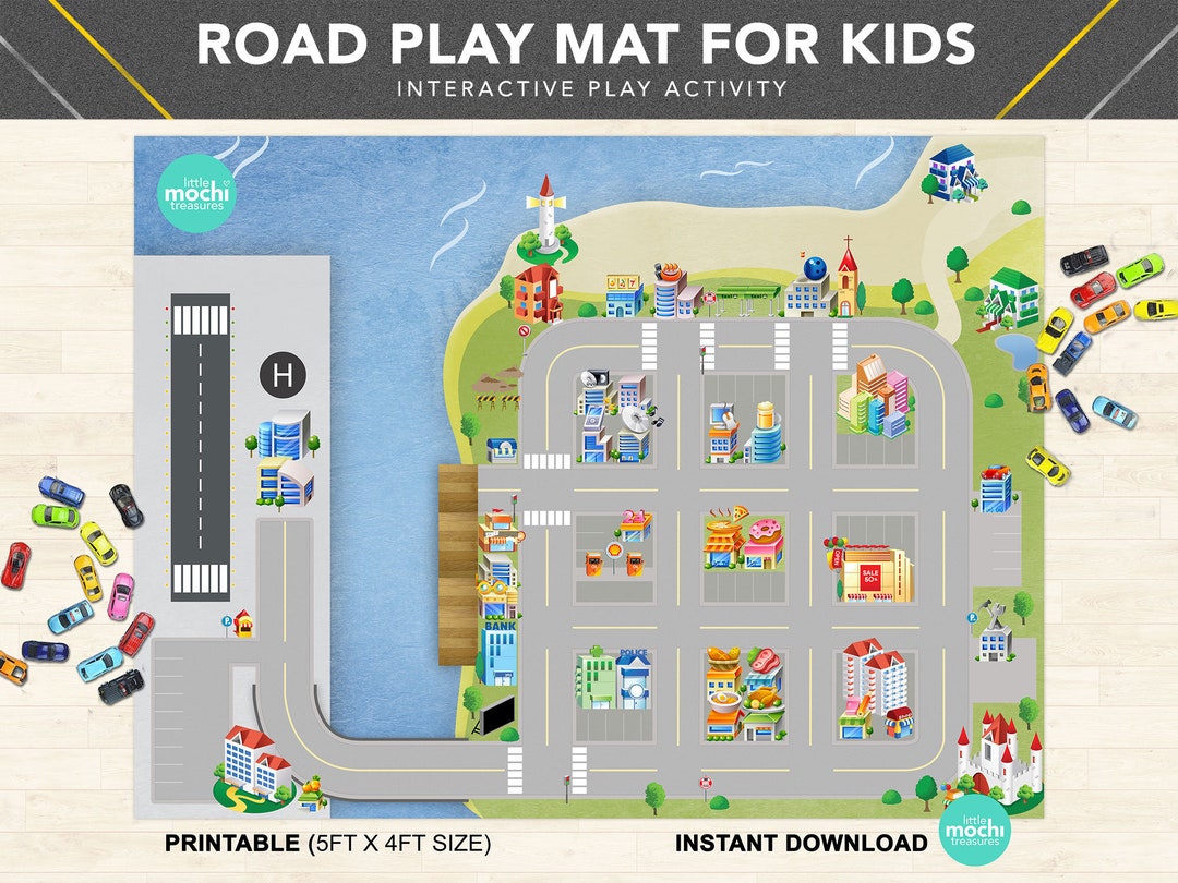 Car Play Mat for Kids Road Play Mat Pretend Play Activity for Parents ...