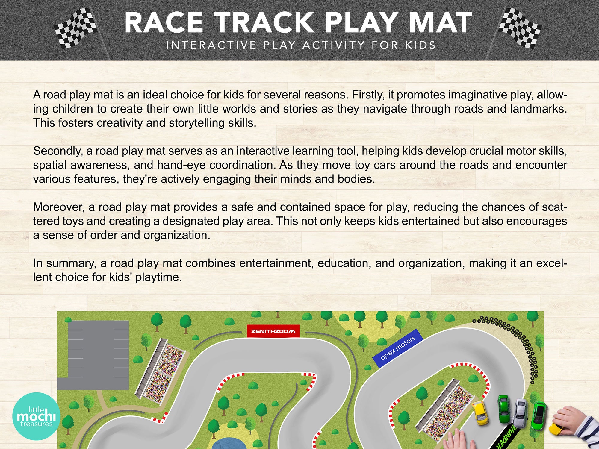 Race Track Play Mat for Kids Play Mat Pretend Play Activity for Parents ...