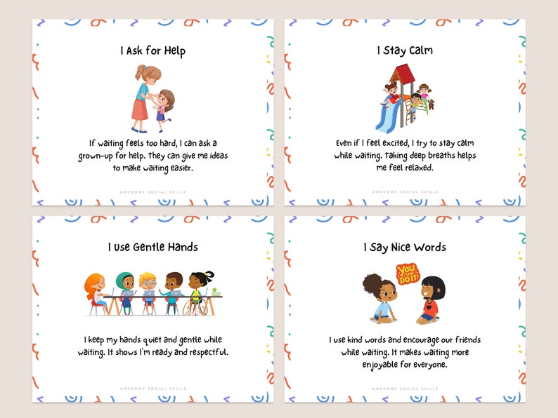 Social Story Waiting for My Turn Printable PDF for Kids Autism Behavior ...