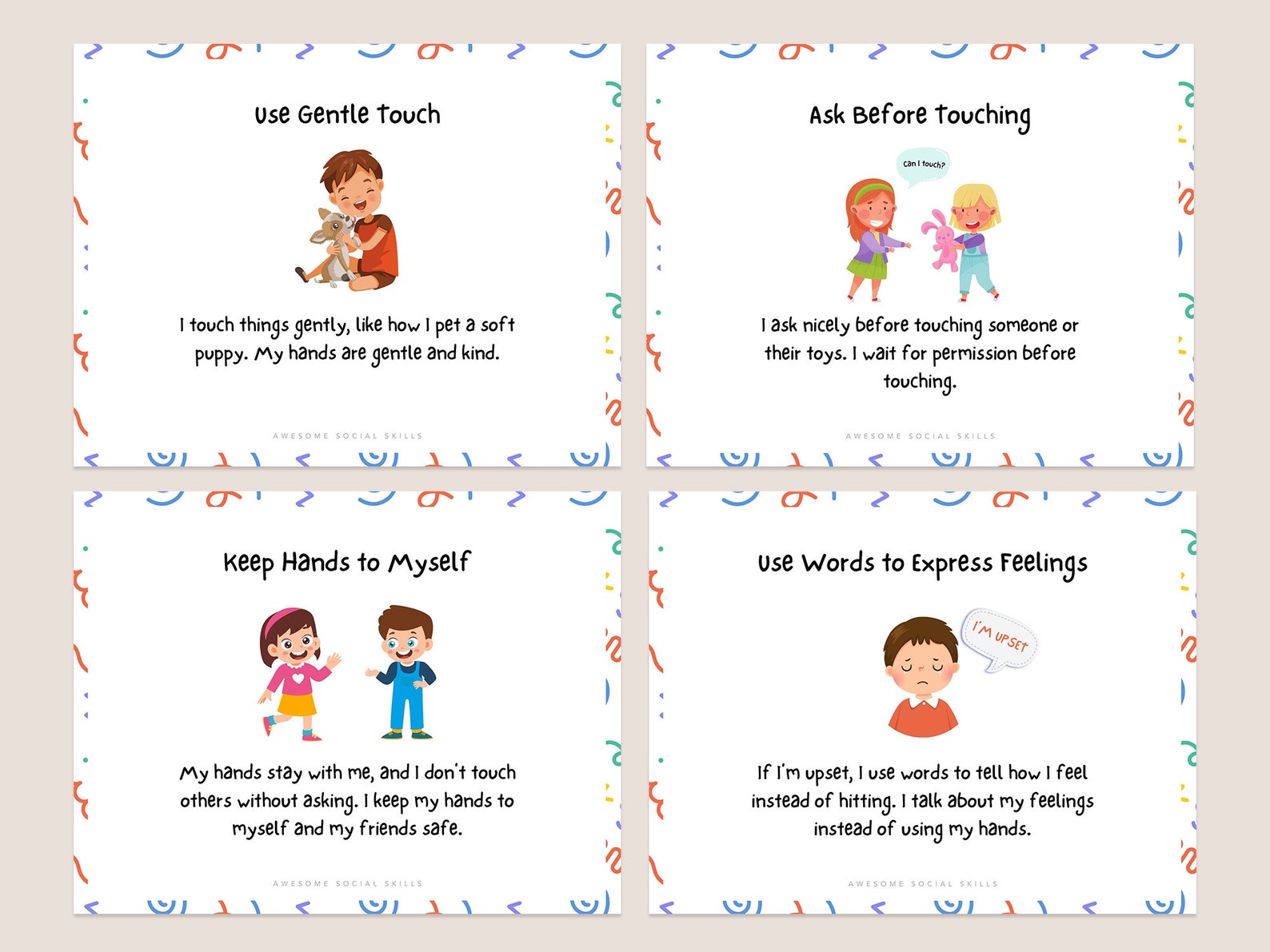 Social Story Hands Are Not for Hitting Printable PDF for Kids Autism ...