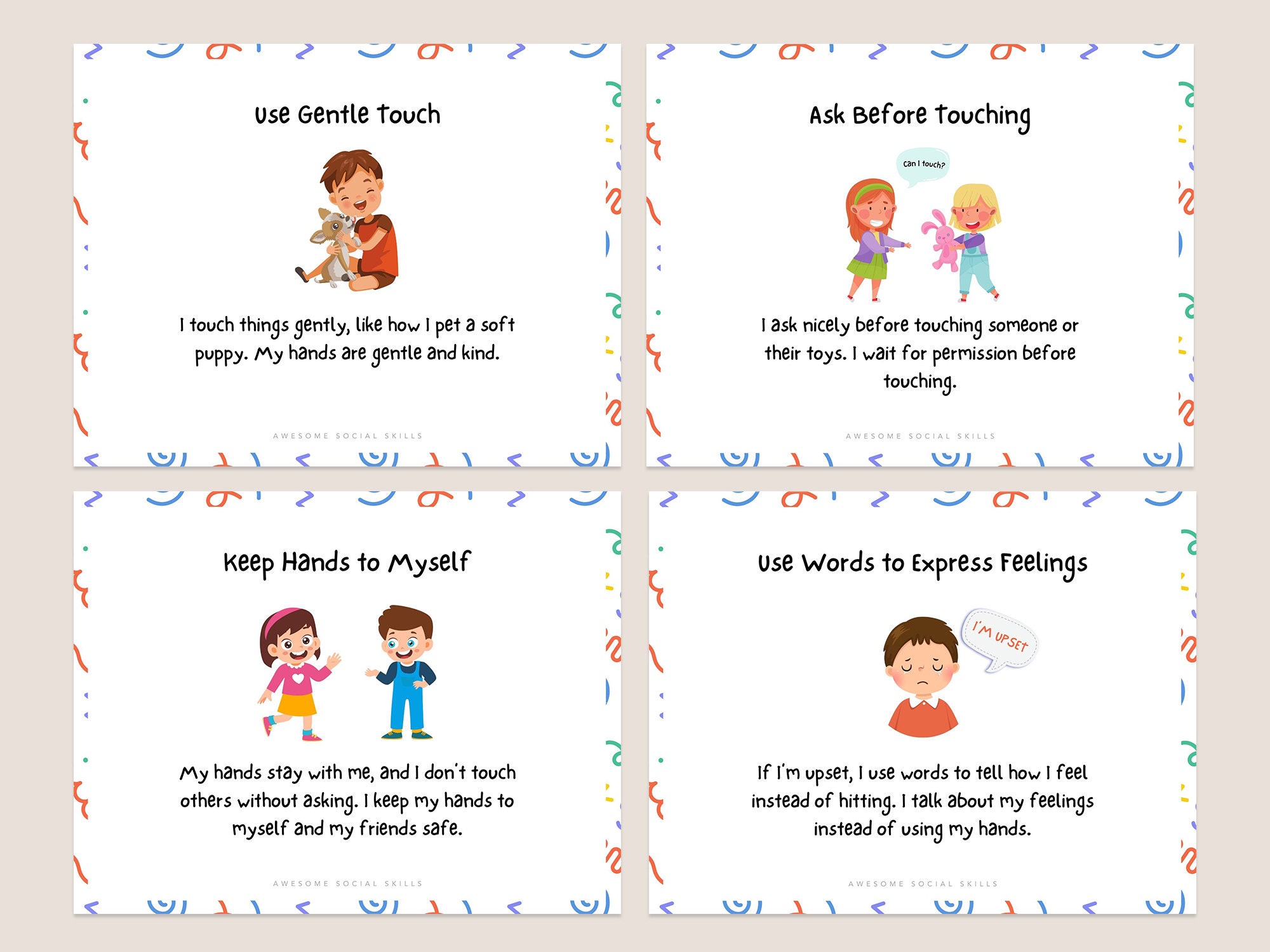 Social Story Hands Are Not for Hitting Printable PDF for Kids Autism ...