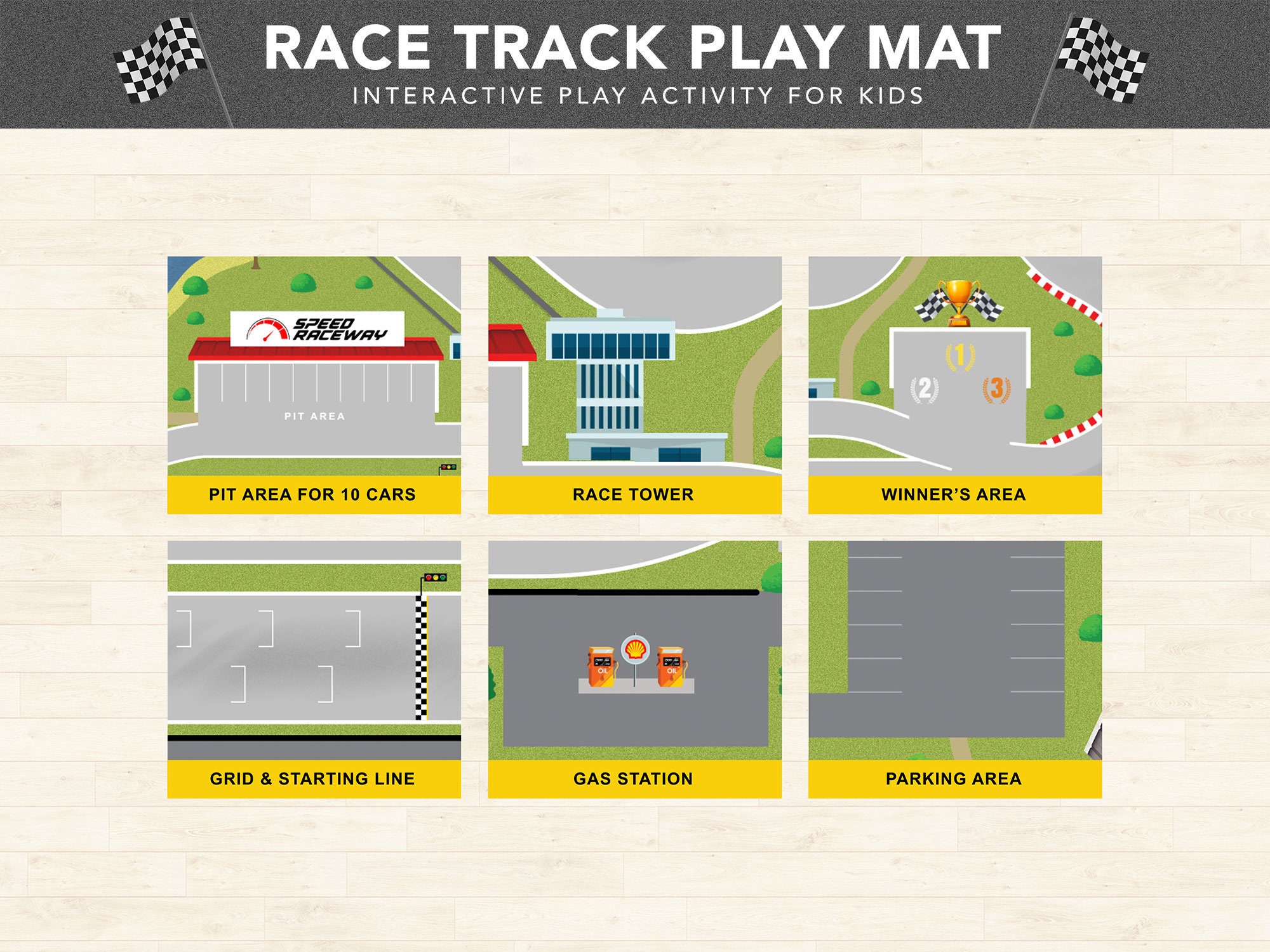 Race Track Play Mat for Kids Play Mat Pretend Play Activity for Parents ...