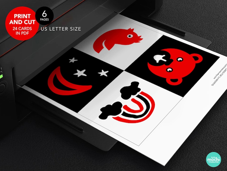 Printable Sensory Cards for Baby Visual Stimulation Cards High Contrast ...