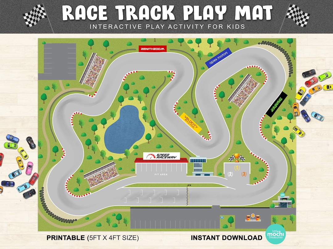 Race Track Play Mat for Kids Play Mat Pretend Play Activity for Parents ...