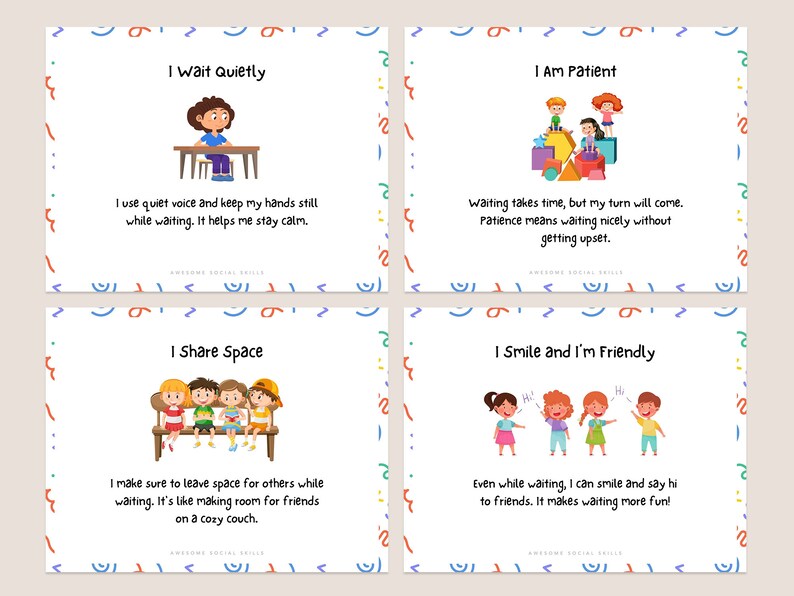 Social Story Waiting for My Turn Printable PDF for Kids Autism Behavior ...